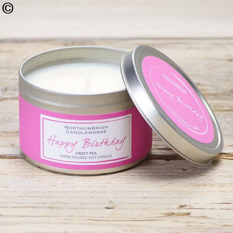Happy Birthday Sweet Pea Candle - Navan Flowers